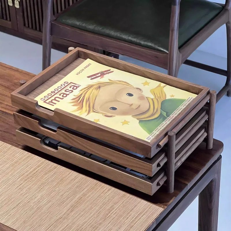 Solid Wood 3-Layer File Organizer – Biriho